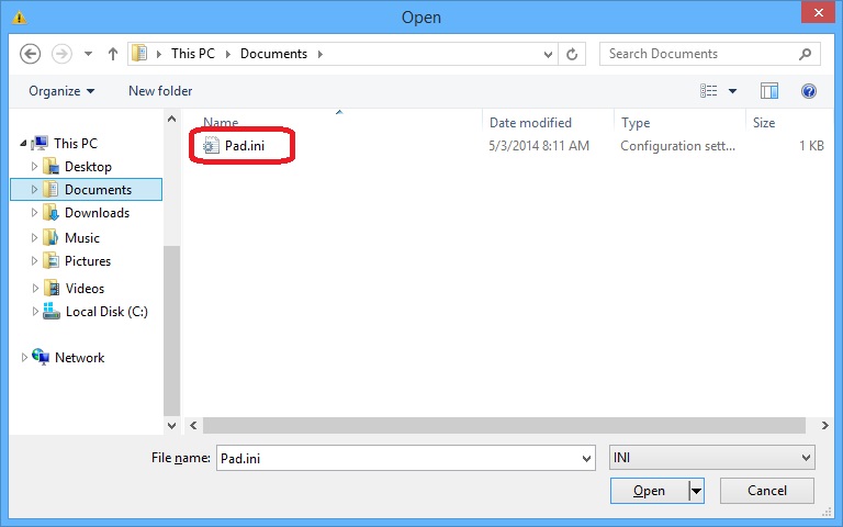 Tablet Pro - How to select ini file